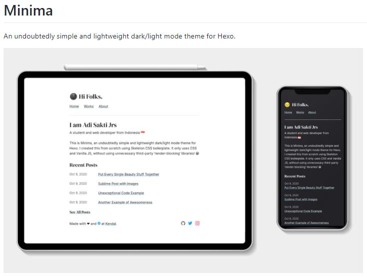 Hexo Theme Minima